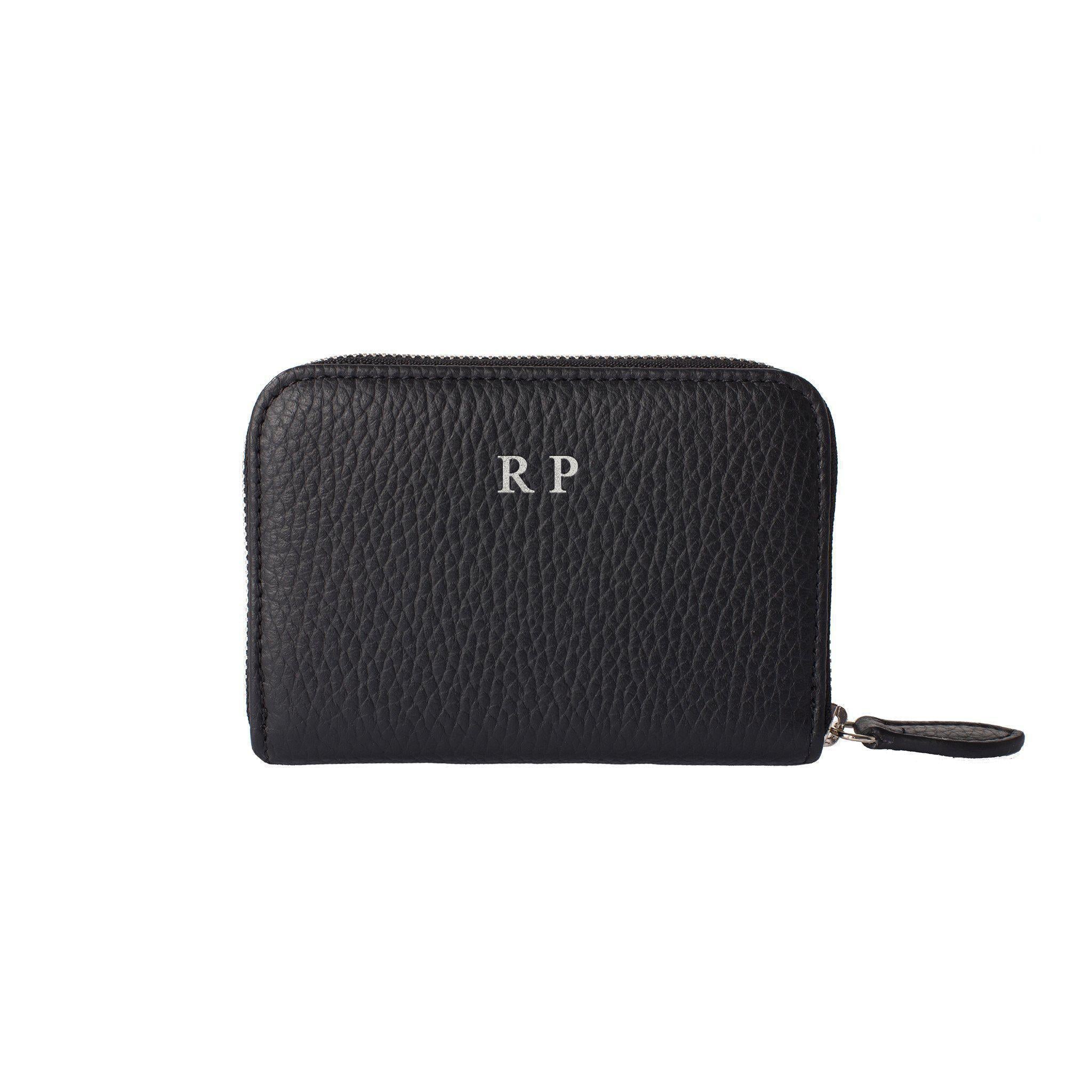 Engraved Midi Wallet - Black & Silver | MERSOR